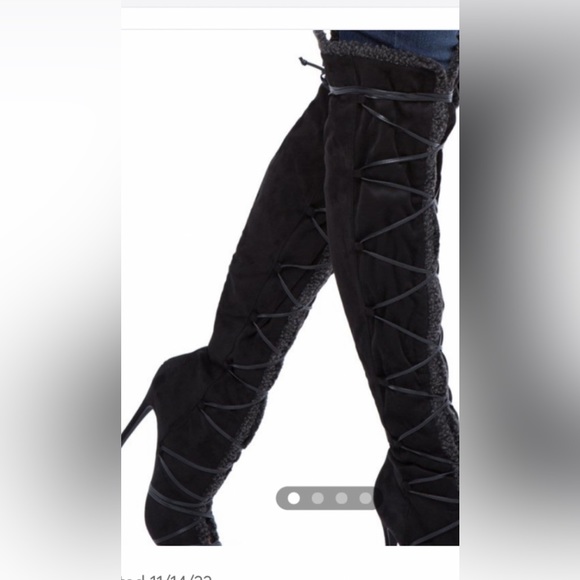 Shoe Dazzle | Shoes | Over The Knee Stiletto Winter Pumps Boots Extra ...